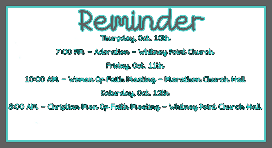 Reminders – Catholic Community of St. Stephen's – St. Patrick's