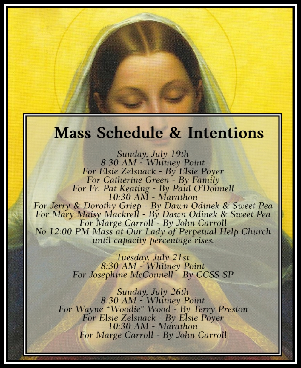 Mass Schedule & Intentions July 19, 2020 – Catholic Community of St ...