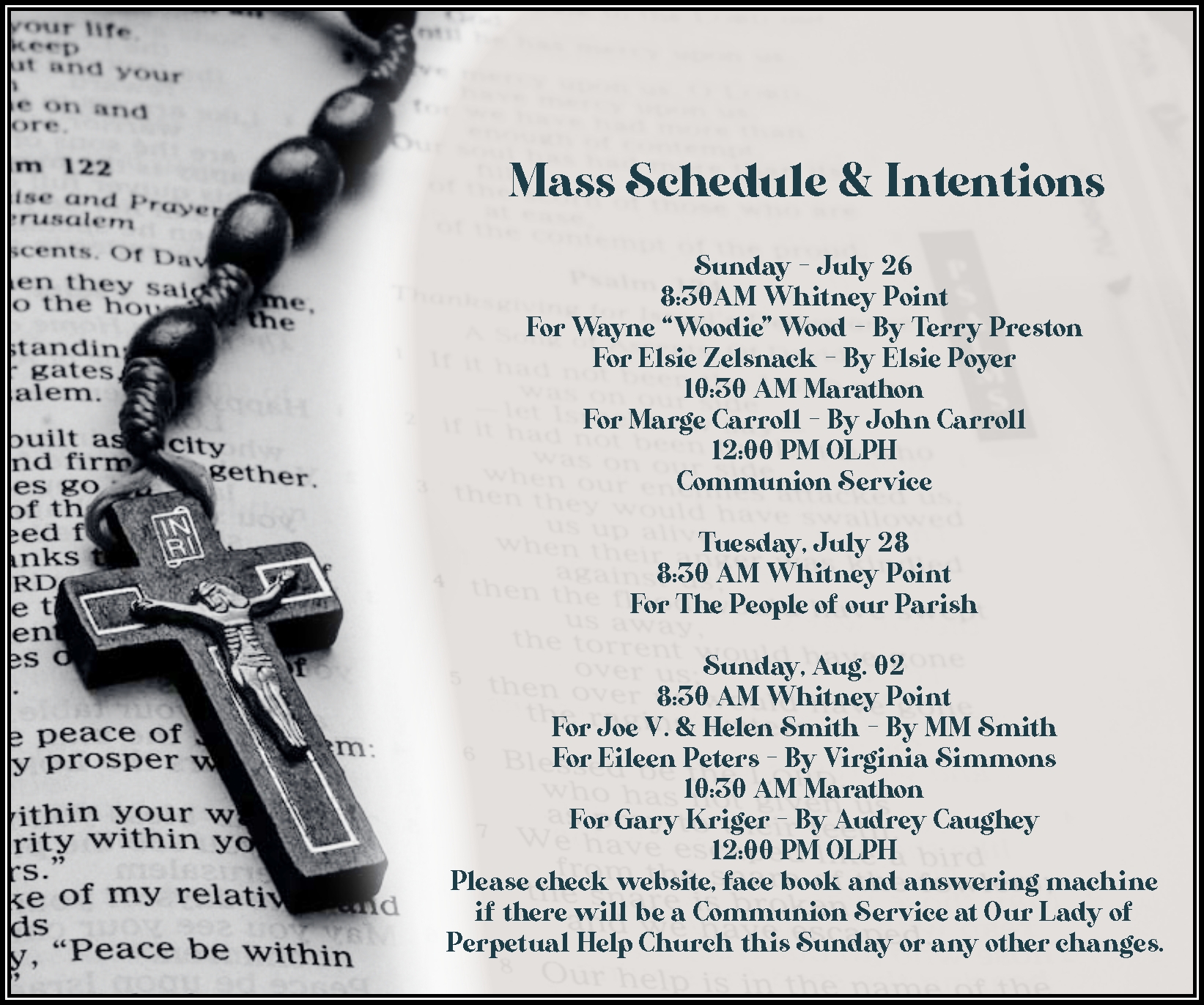 Mass Schedule & Intentions July 26, 2020 – Catholic Community of St ...