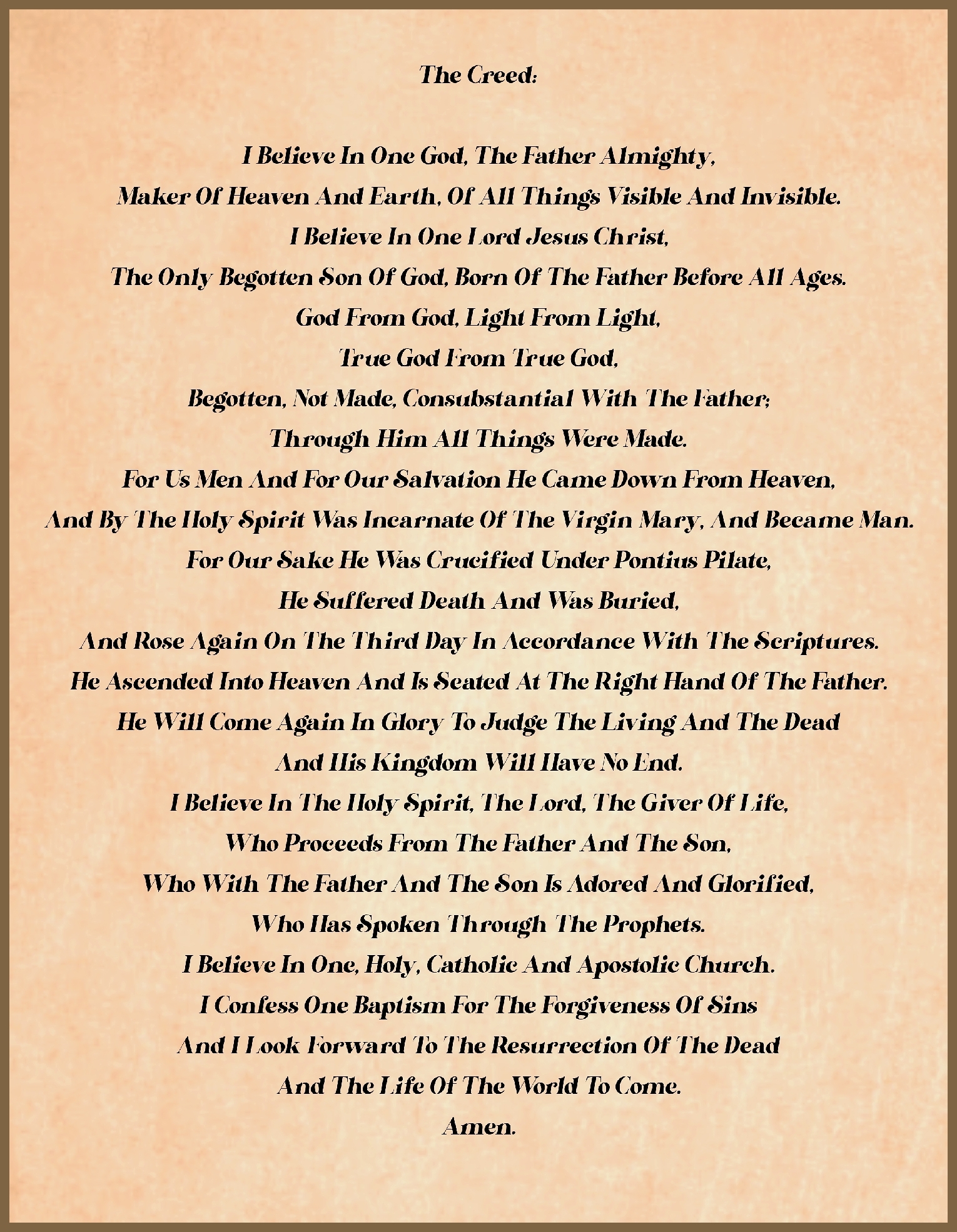 The Creed – Reference – Catholic Community of St. Stephen's – St. Patrick's