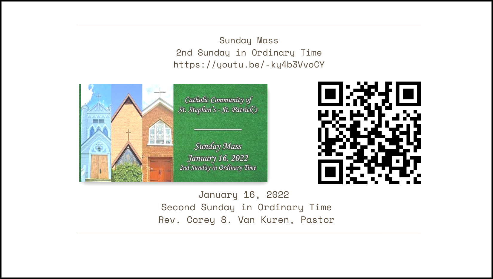 Sunday Mass – January 16, 2022 – Catholic Community of St. Stephen's ...